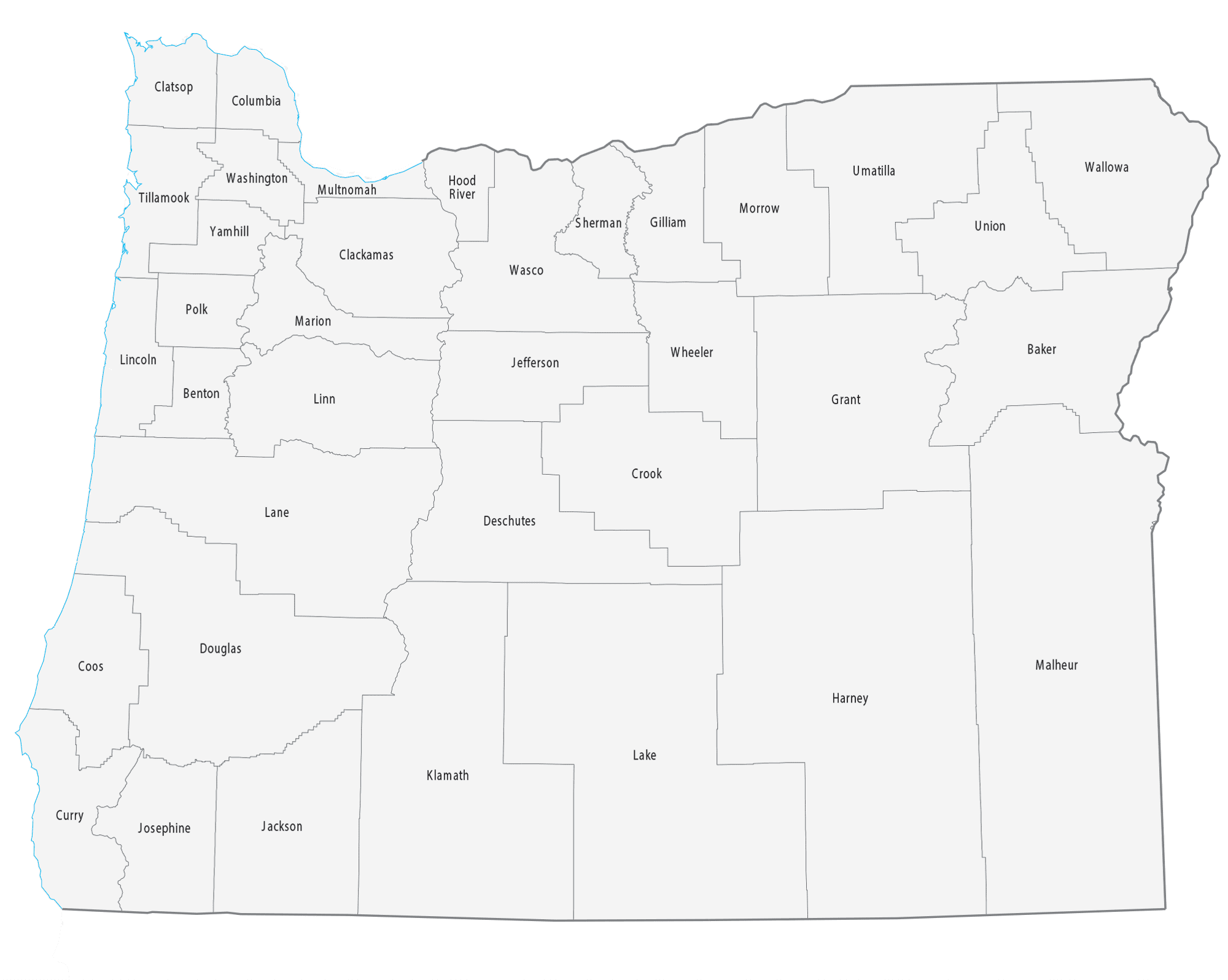 Oregon County Map GLOSSY POSTER PICTURE PHOTO PRINT BANNER ...