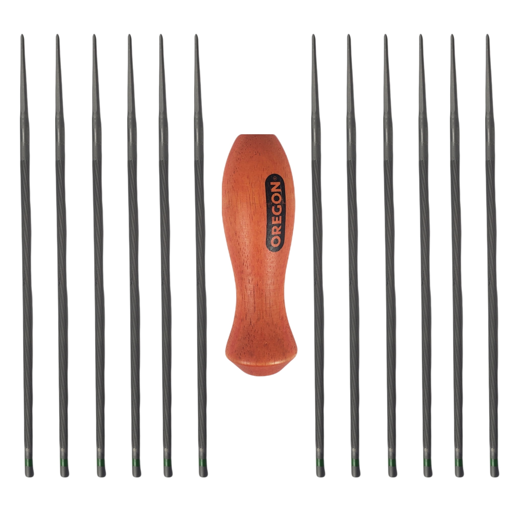 Oregon Double Cut Round Chainsaw Files 3/16” (4.8mm) (12 PK) & Wooden ...