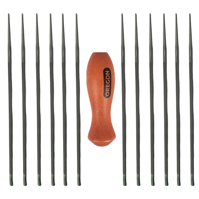 Oregon Double Cut Round Chainsaw Files 3/16” (4.8mm) (12 PK) & Wooden ...