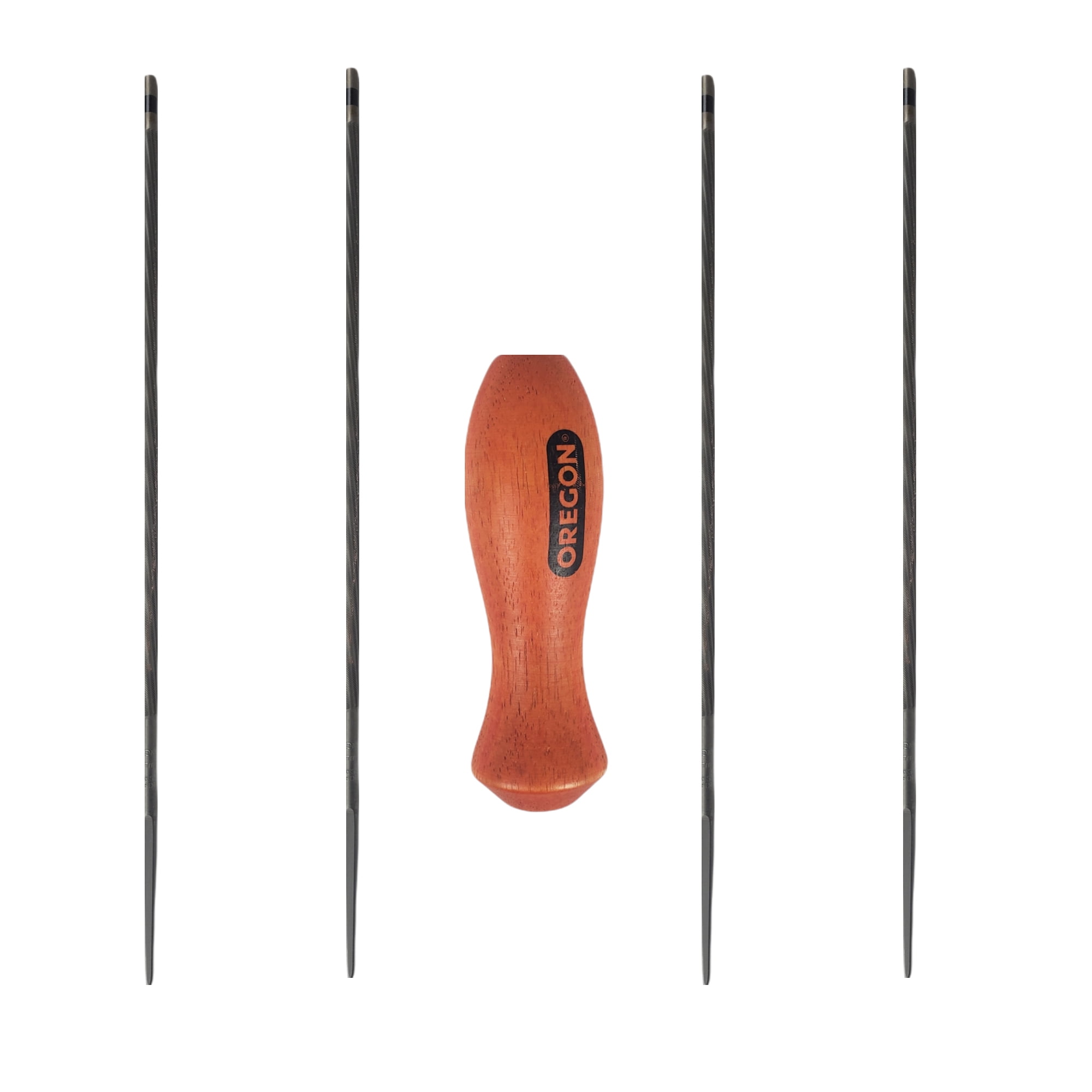 Oregon Double Cut Round Chainsaw Files Kit, 4PK, Wooden Handle, 11/64 ...