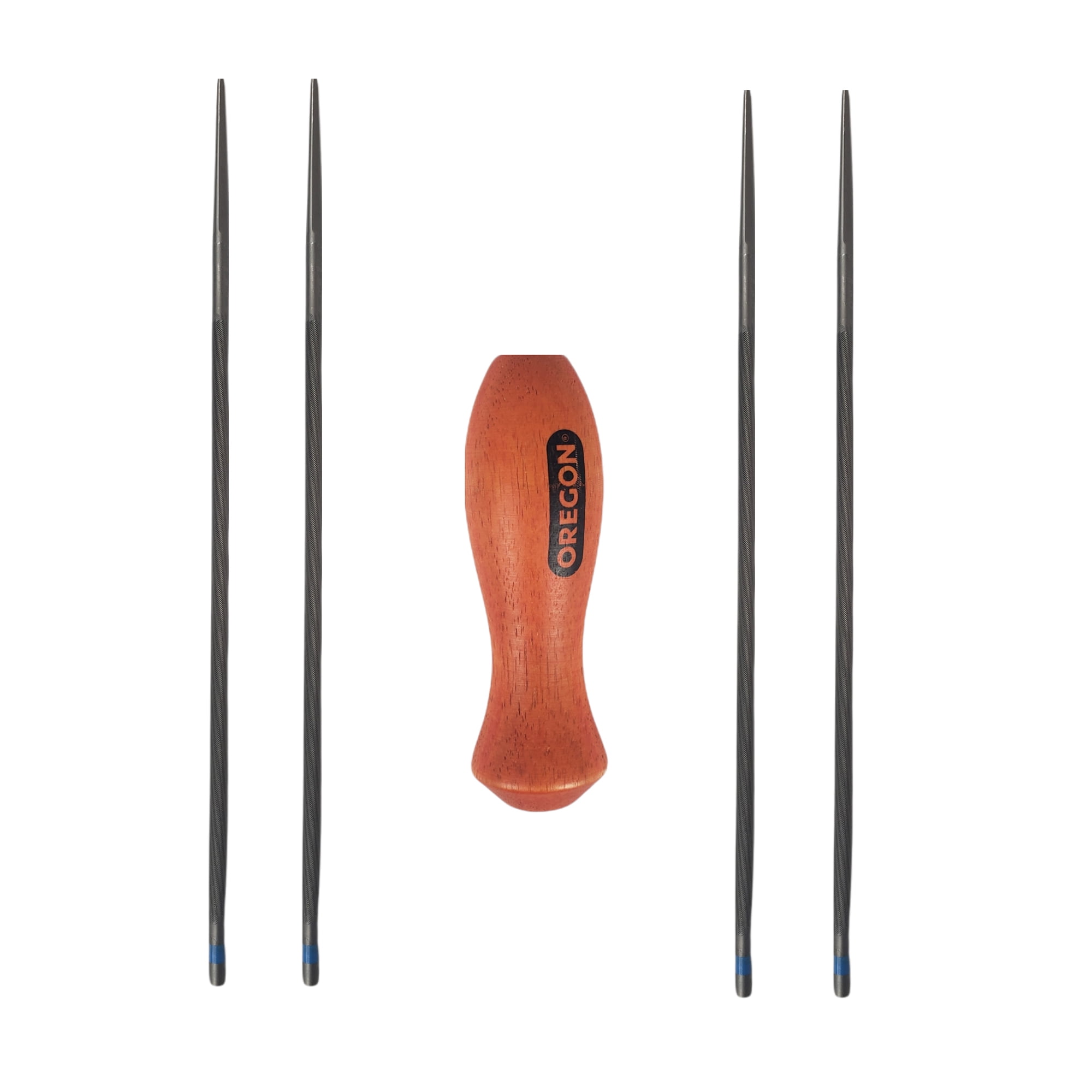 Oregon Double Cut Round Chainsaw Files (4 PK) & Wooden Handle (1) Kit ...