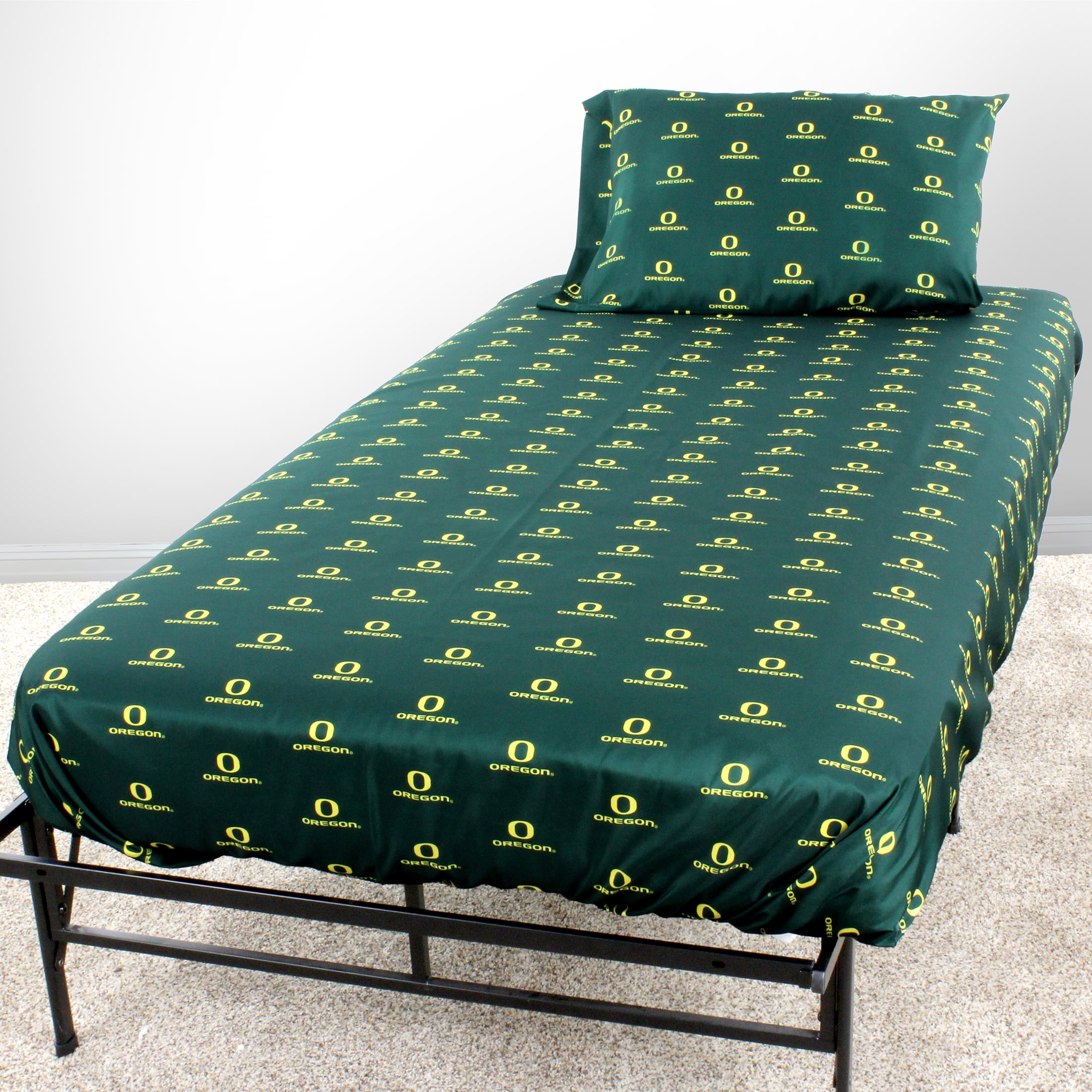 Oregon Ducks 100% cotton, 3 piece sheet set - flat sheet, fitted sheet ...