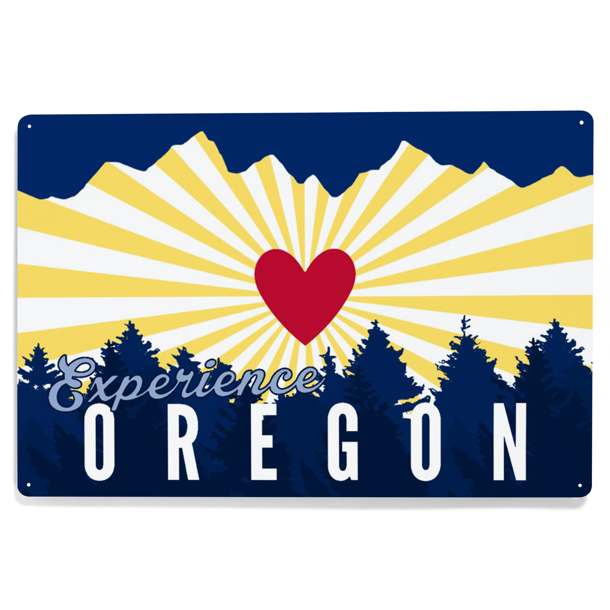 Oregon, Experience, Heart and Treeline Mountains (12x18 Aluminum Art ...