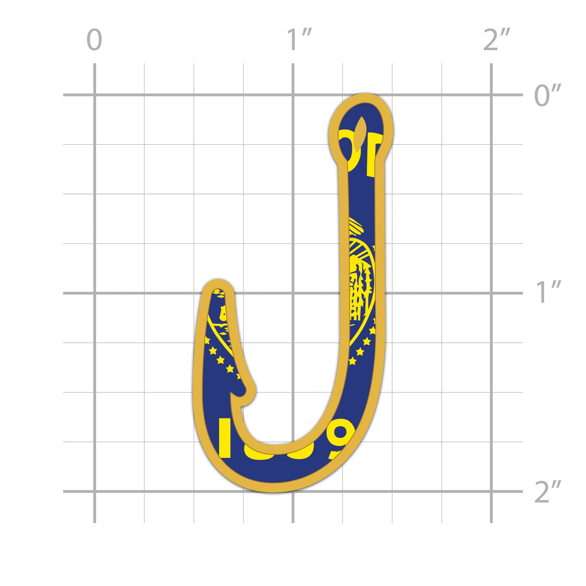 Oregon Fish Hook Sticker for water bottle phone tumbler hard hatflag ...