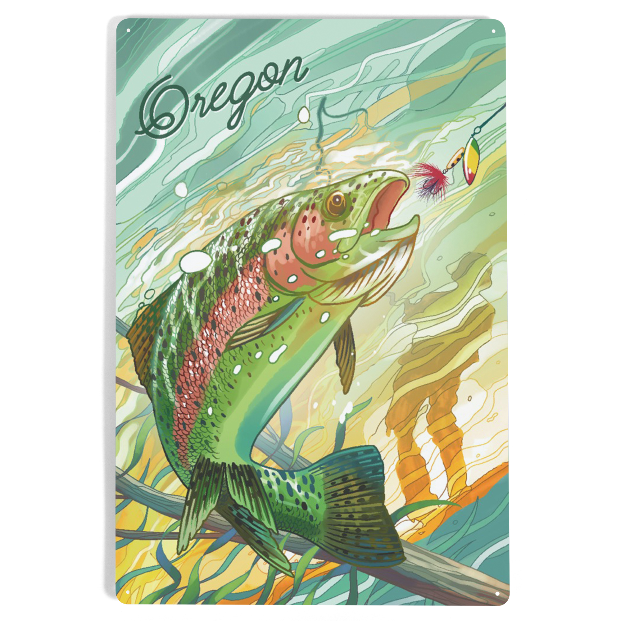 Oregon, Fishing, Underwater Trout (12x18 Aluminum Art, Indoor Outdoor ...