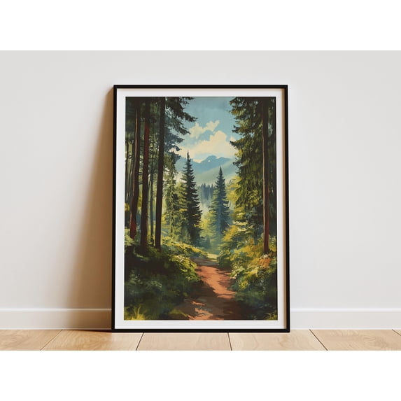 Oregon Forest Poster Vintage Travel Poster Print Pacific Northwest Art ...