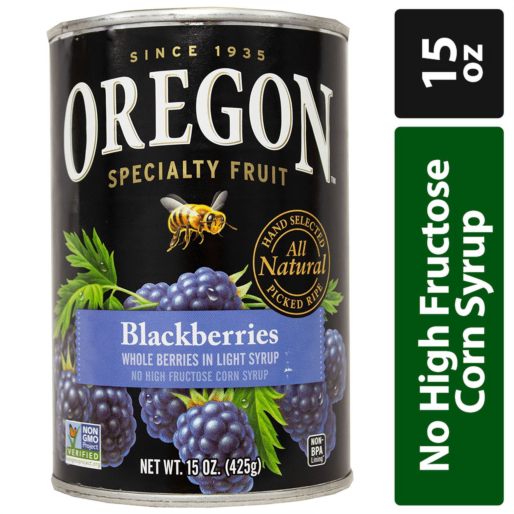 Oregon Fruit All Natural Blackberries in Light Syrup, 15 oz Can ...