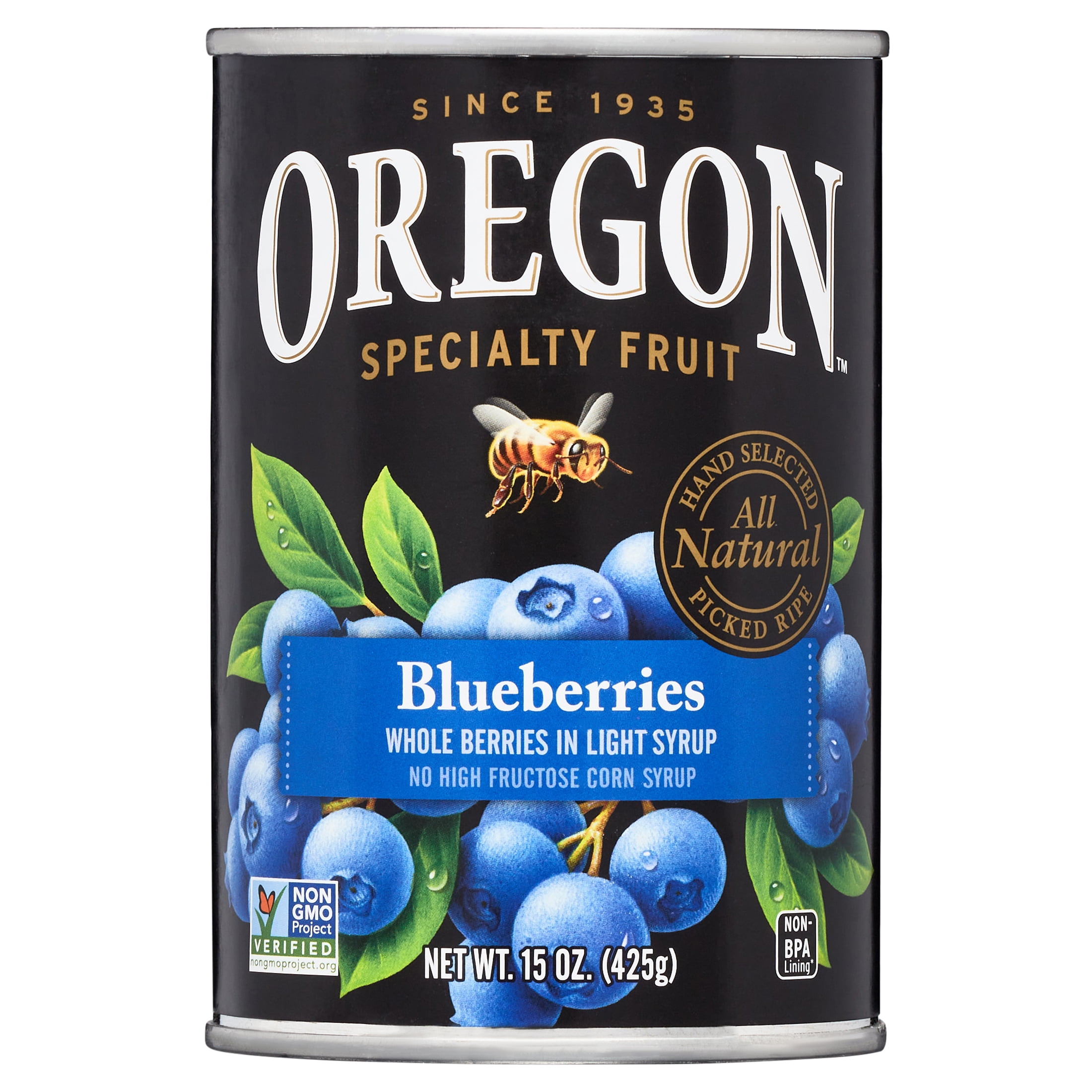 Oregon Fruit Blueberries in Light Syrup 15 oz Can - Delicious Blueberry ...