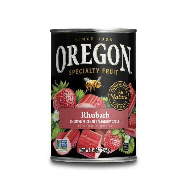 Oregon Fruit Canned Rhubarb Slices in Strawberry Sauce, 15 oz Can ...