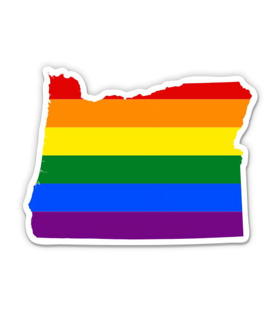 Oregon Gay Flag State Shape Rainbow Pride LGBT - 5" Vinyl Sticker - For ...