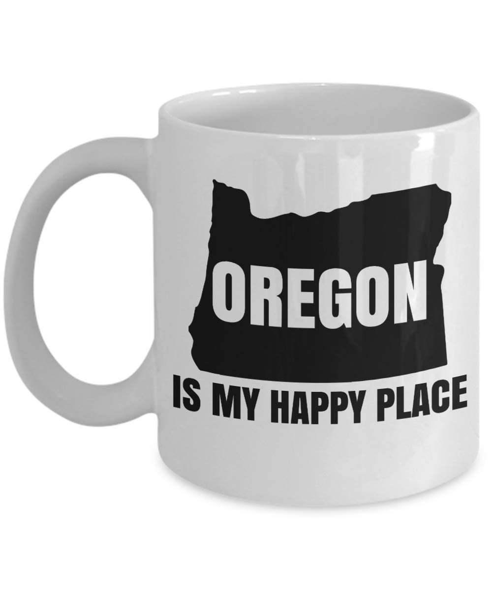 Oregon Is My Happy Place State Map Art Print Coffee & Tea Gift Mug Cup ...