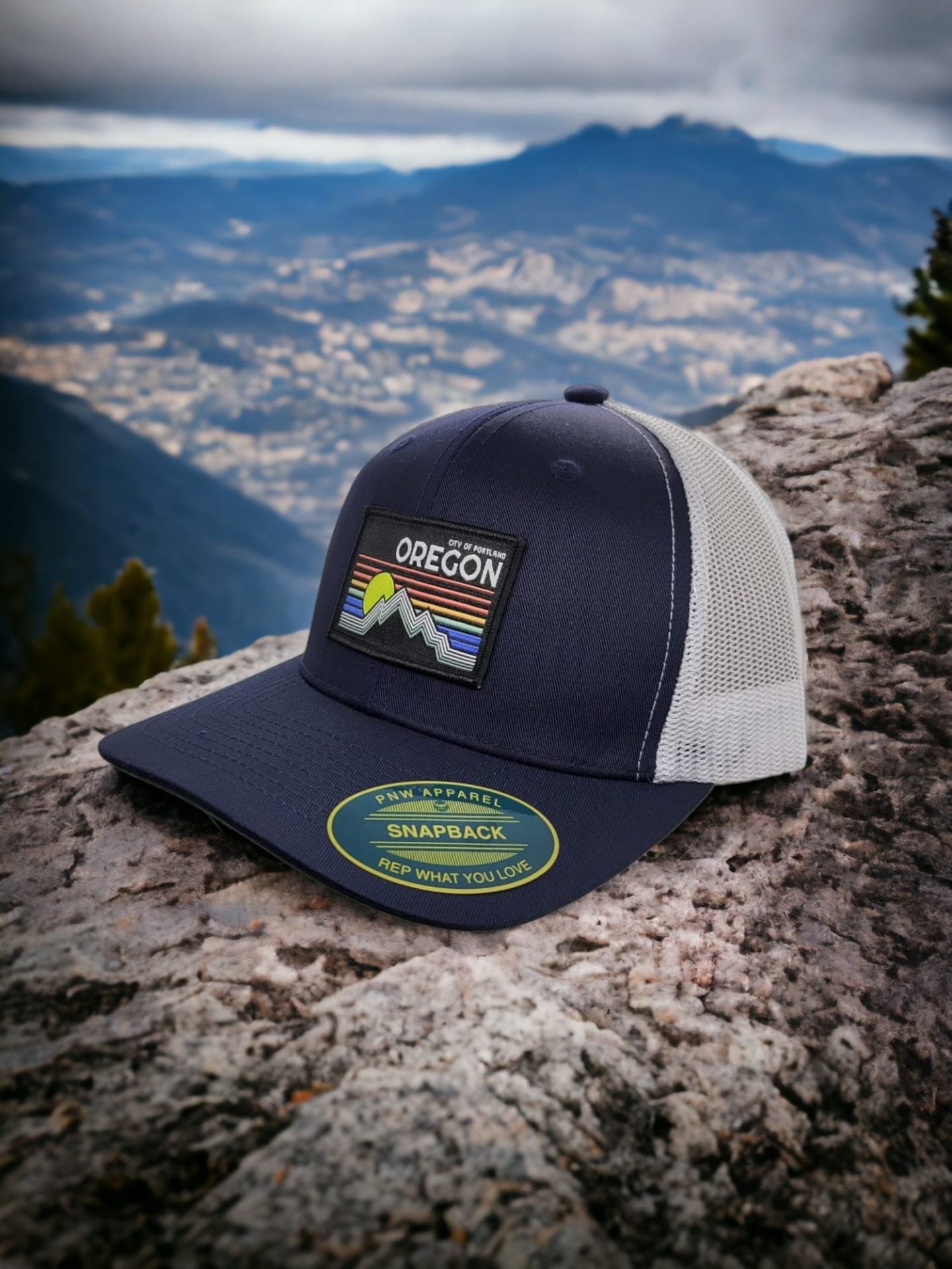 Oregon Hat with Vintage Patch - Navy Blue on White Mesh - Walmart.com