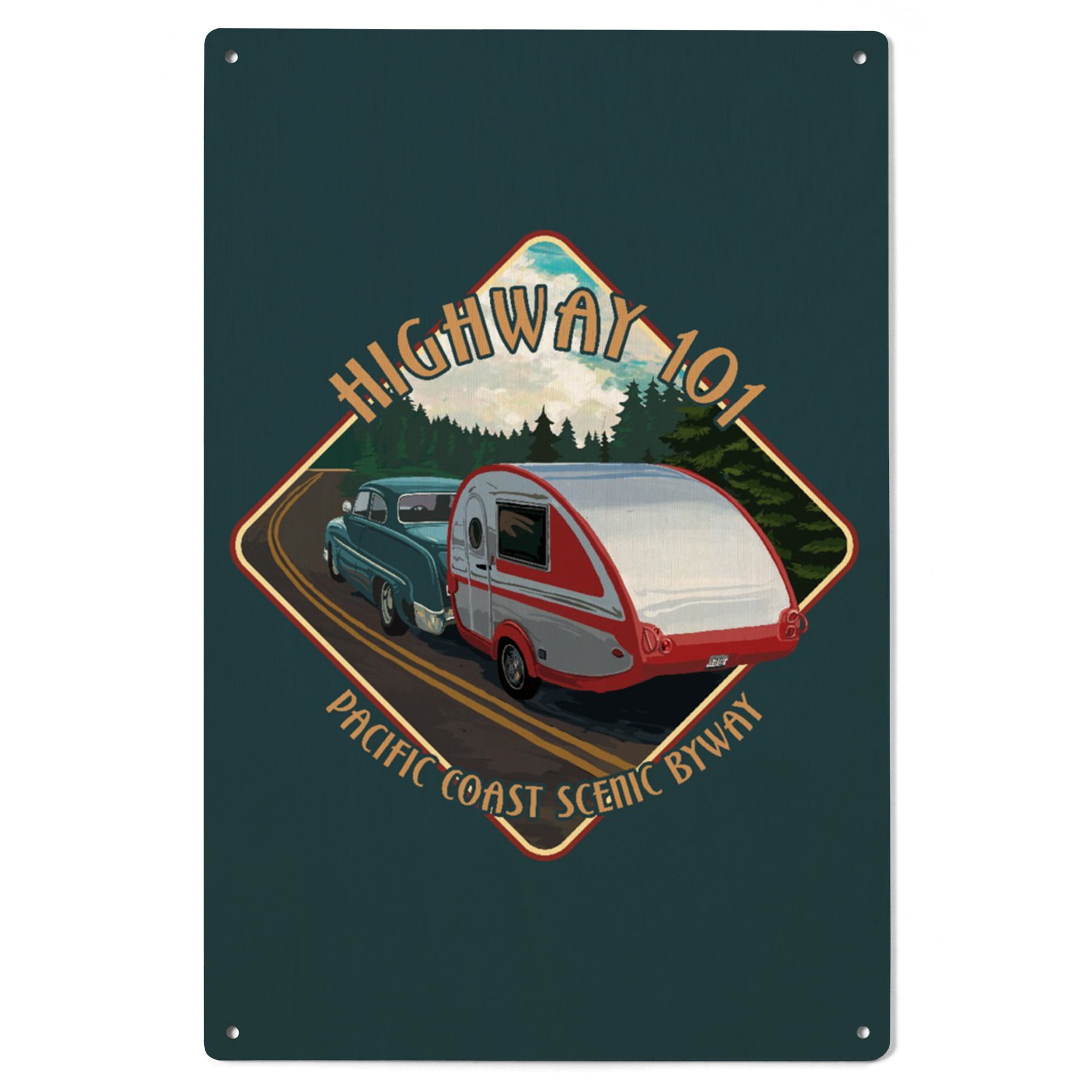 Oregon, Highway 101, Pacific Coast Scenic Byway, Retro Camper, Contour ...