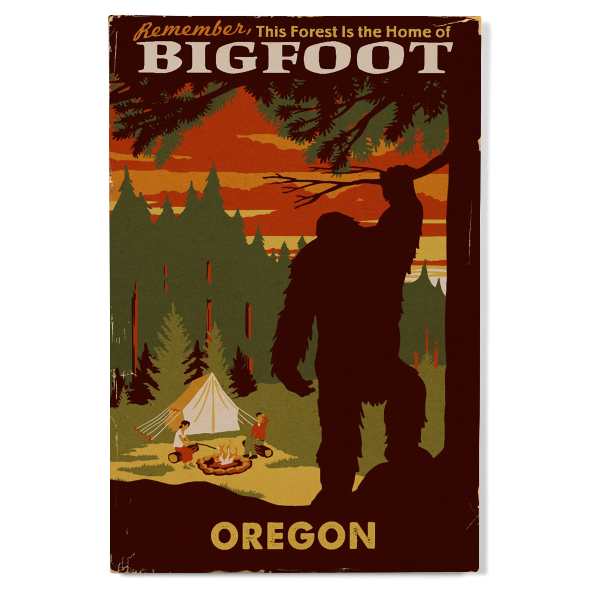 Oregon, Home of Bigfoot Birch Wood Wall Sign (12x18 Rustic Home Decor ...