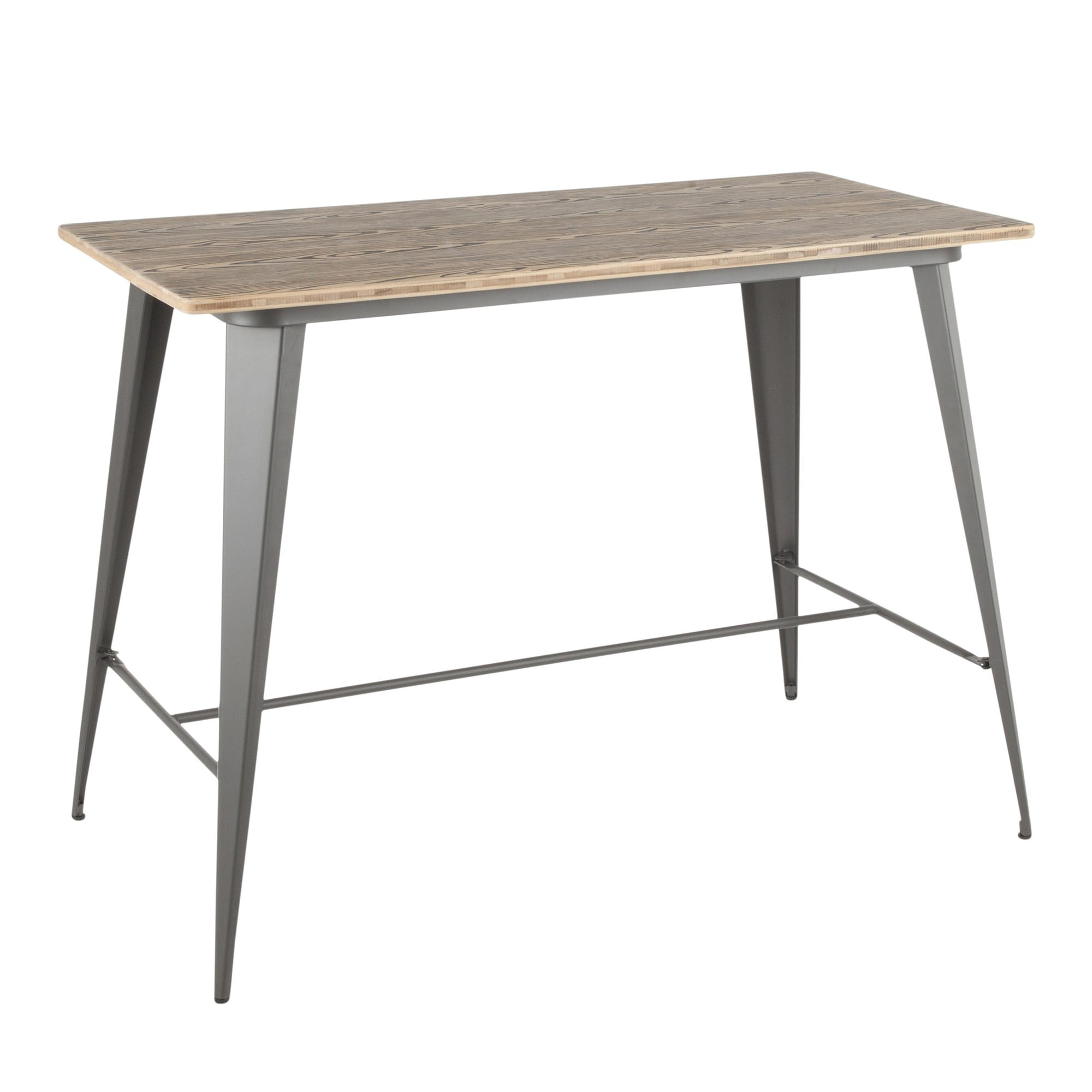 Oregon Industrial Counter Table in Grey and Bamboo by LumiSource ...