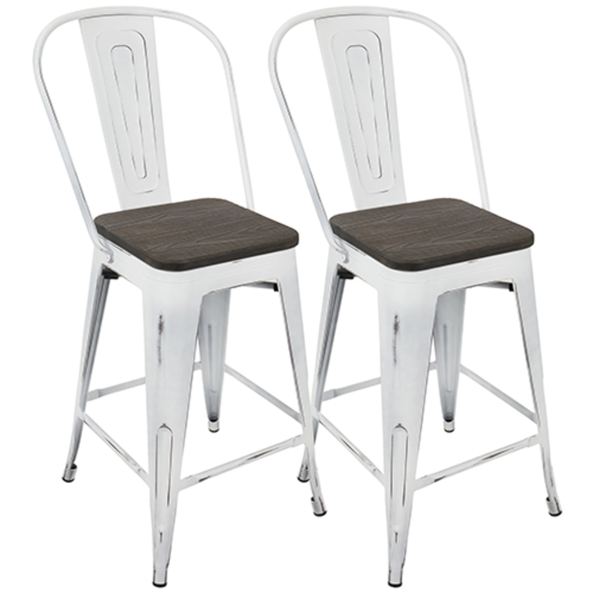 LumiSource Oregon Industrial Farmhouse Style High Back Bar Stool ...
