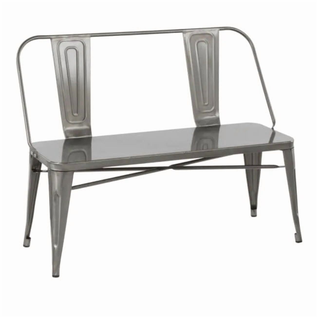 Oregon Industrial Metal Dining/Entryway Bench in Clear Brushed Silver ...