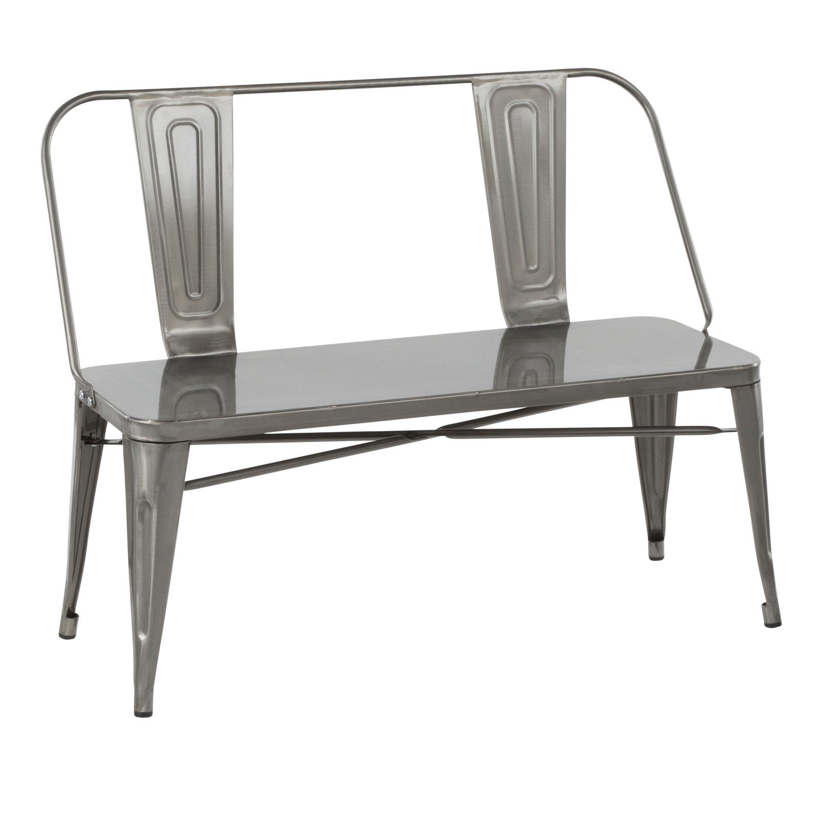 Oregon Industrial Metal Dining/Entryway Bench in Clear Brushed Silver ...