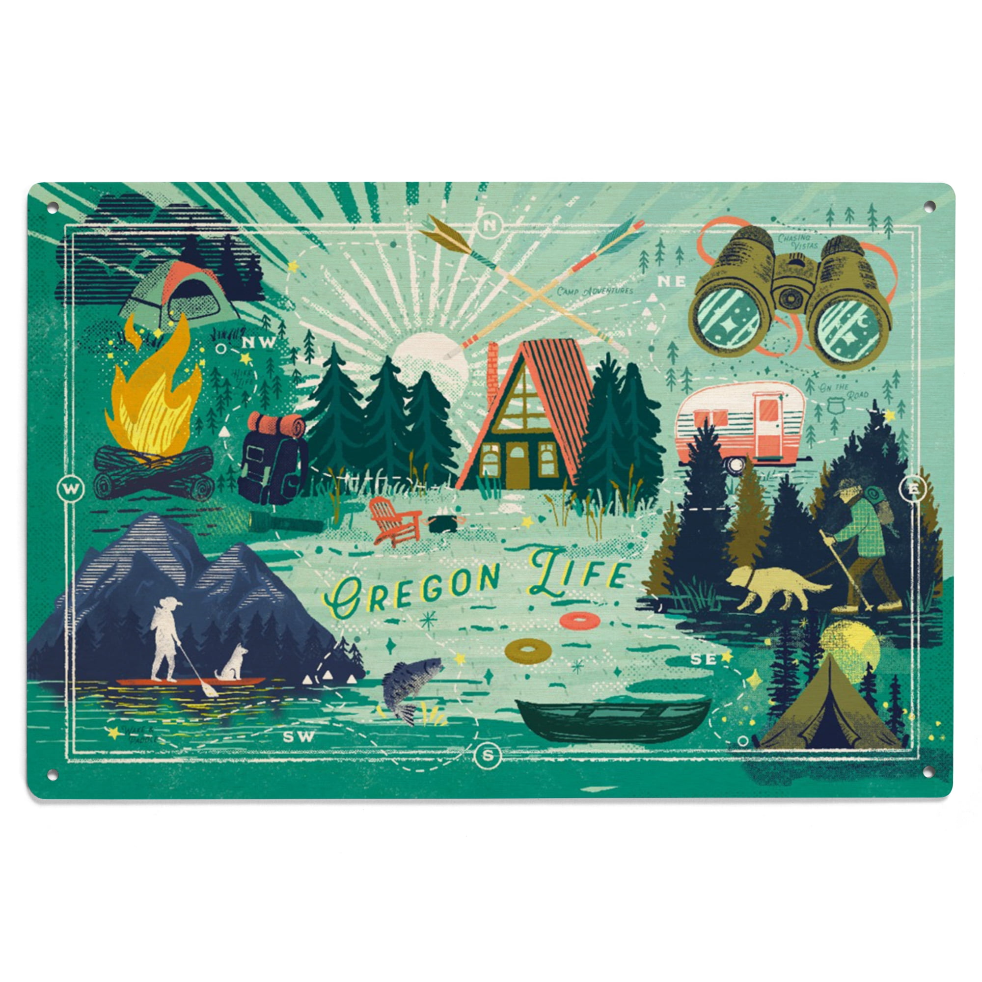 Oregon Life, Lake Life Series, Collage, Landscape With Mountain Birch ...