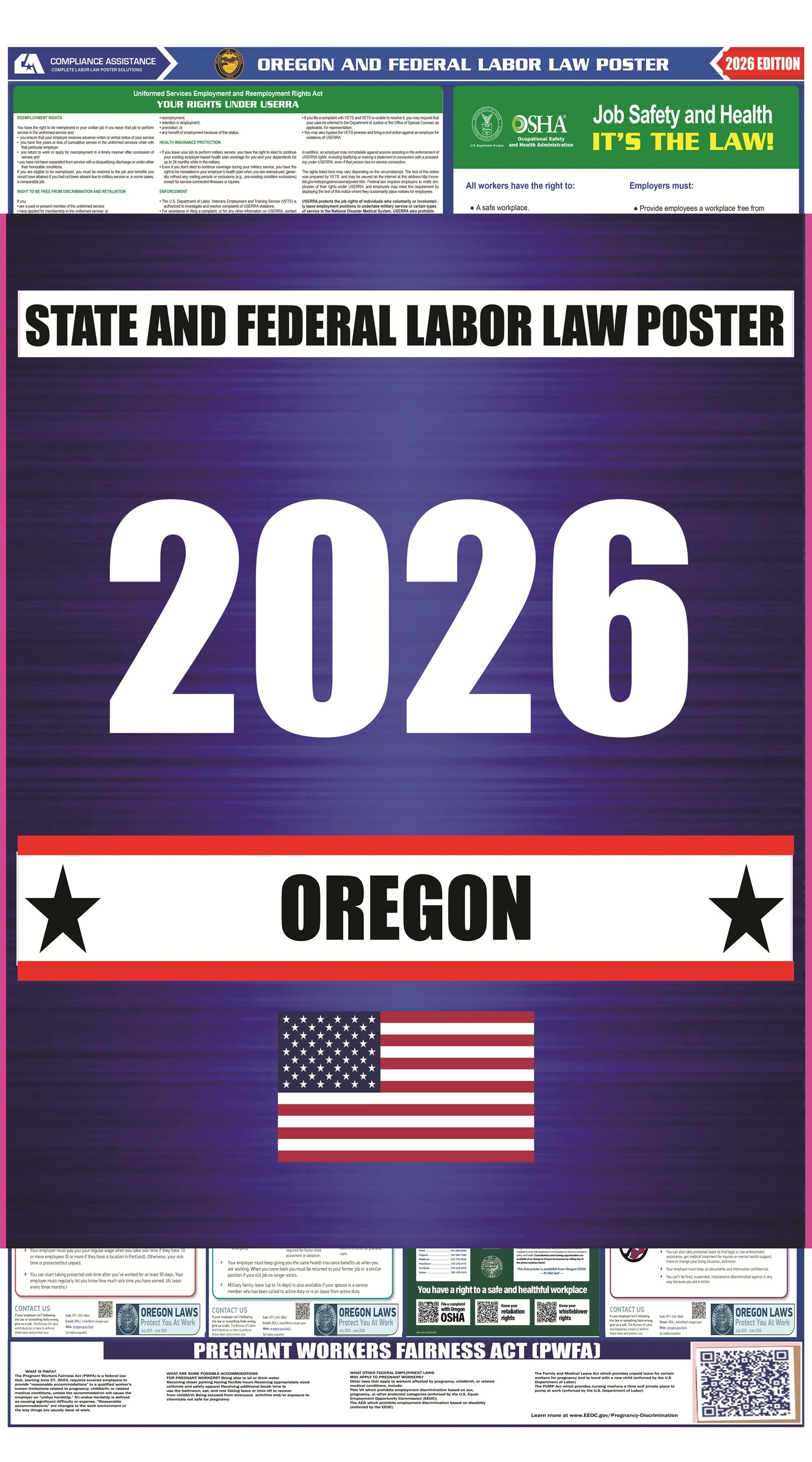 Oregon (OR) 2026 State Labor Law Poster - State, Federal and OSHA ...