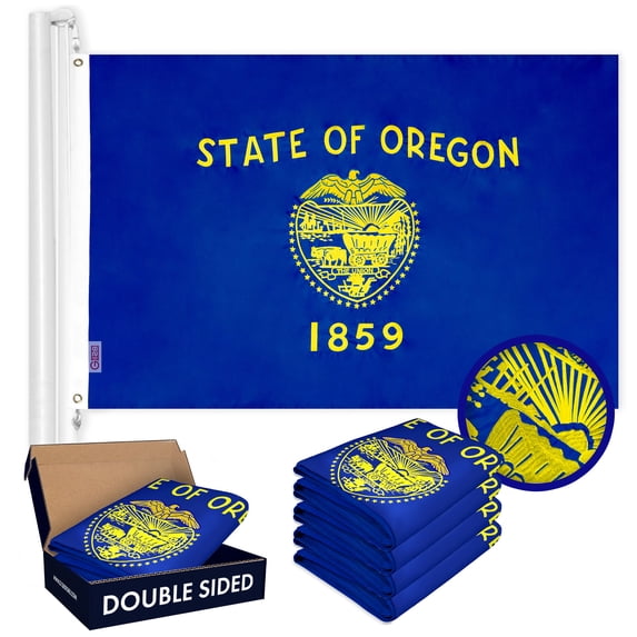 Oregon OR State Flag 3x5FT 5-Pack Double-sided Embroidered Polyester By ...