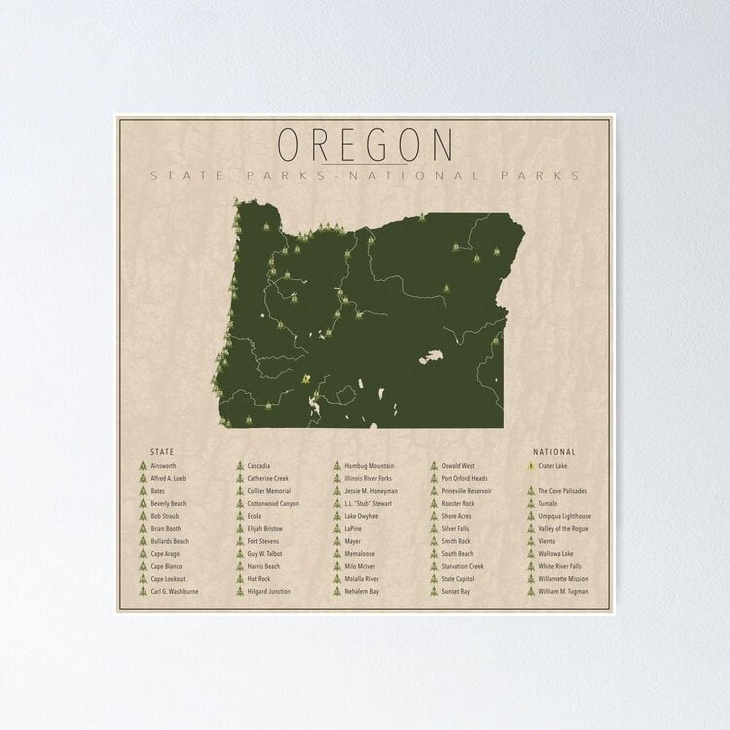 Oregon Parks Poster, 12x18 UNFRAMED - Walmart.com