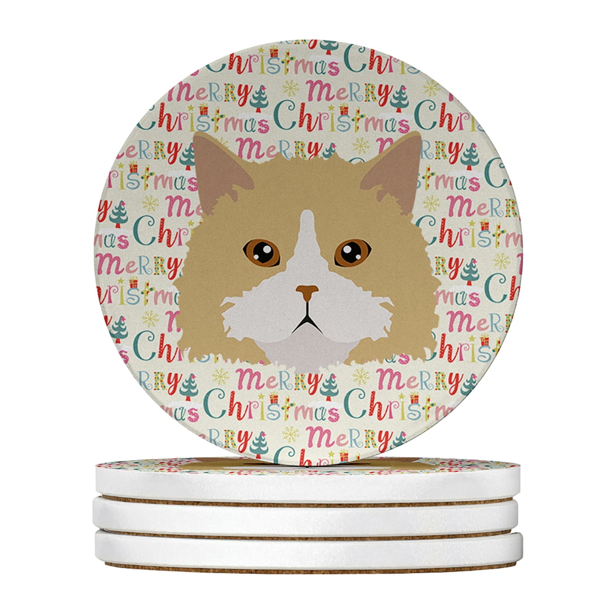 Oregon Rex Cat Christmas Large Sandstone Coasters Pack of 4 4 in x 4 in ...