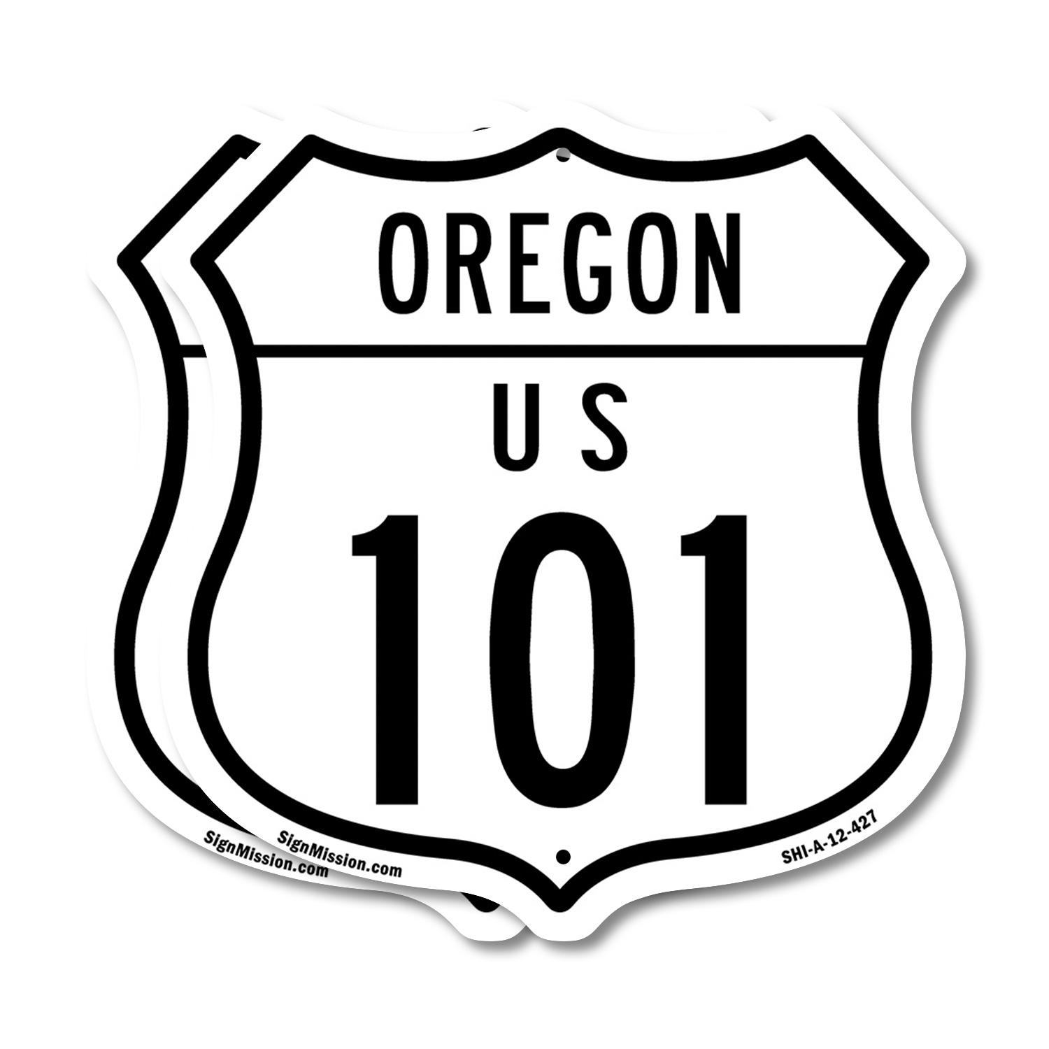 Oregon Route Marker Shield Sign Us 101 (2 Pack) 12 inch X 12 inch ...
