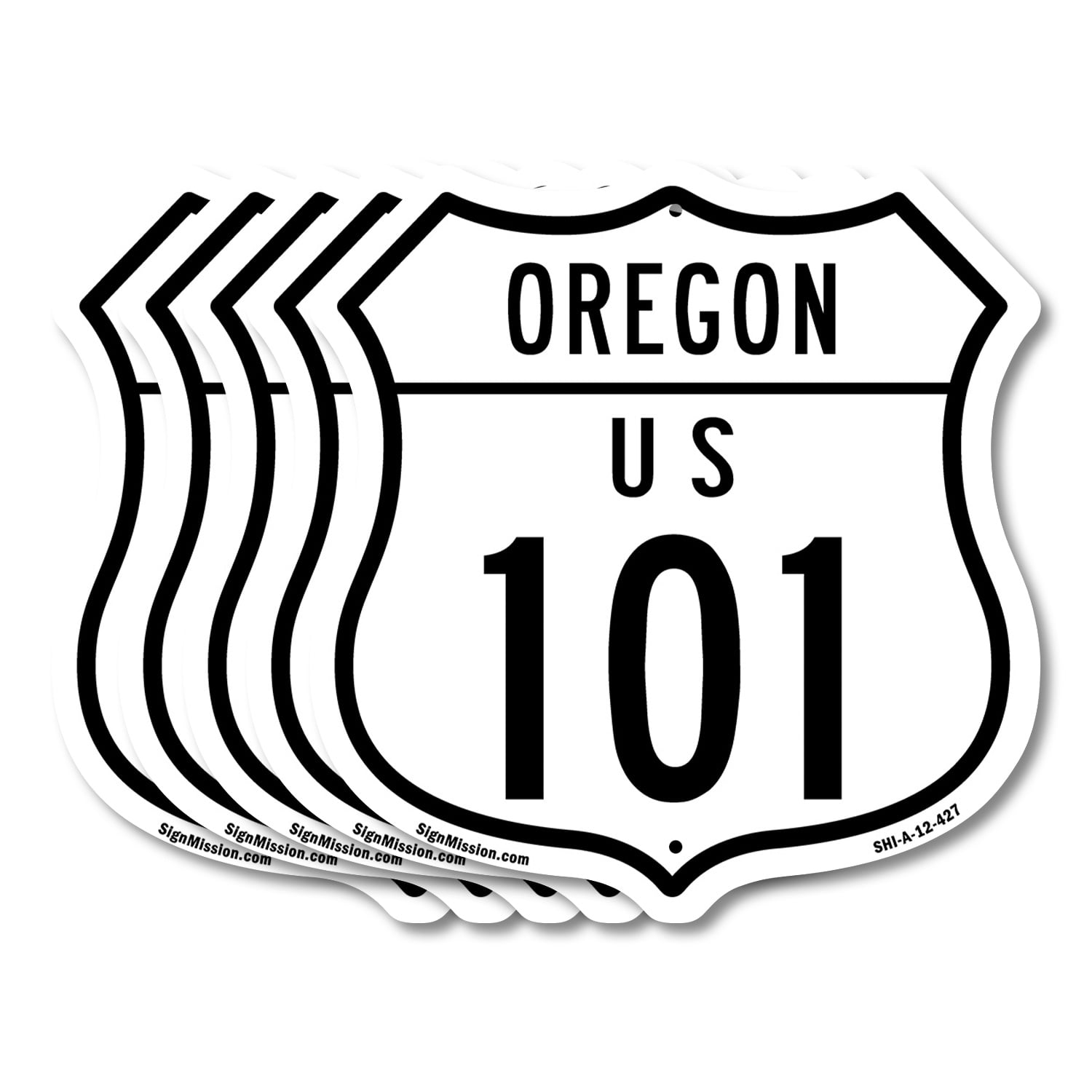 Oregon Route Marker Shield Sign Us 101 (5 Pack) 12 inch X 12 inch ...
