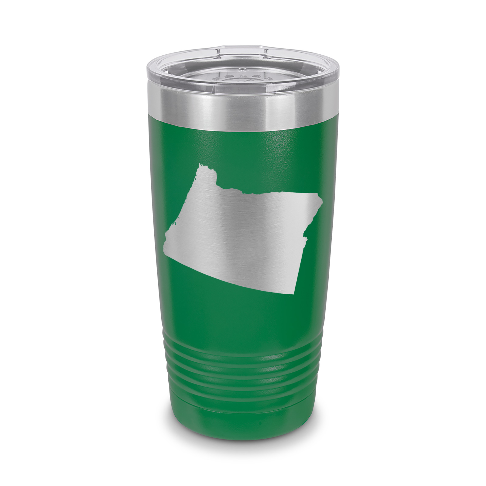 Oregon Shaped Tumbler 20 oz - Laser Engraved w/ Clear Lid - Stainless ...
