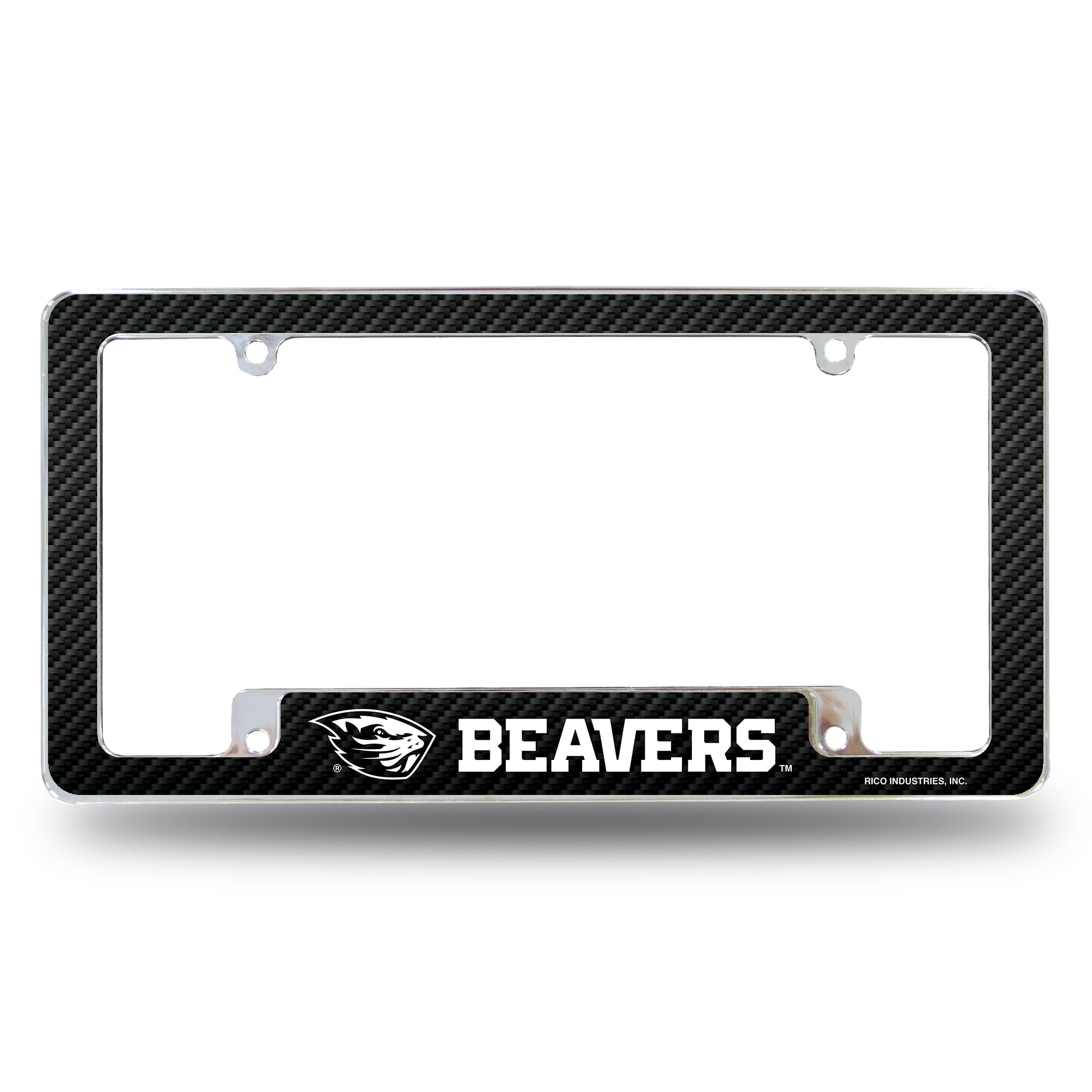 Oregon State NCAA Beavers Chrome Metal License Plate Frame with Carbon ...