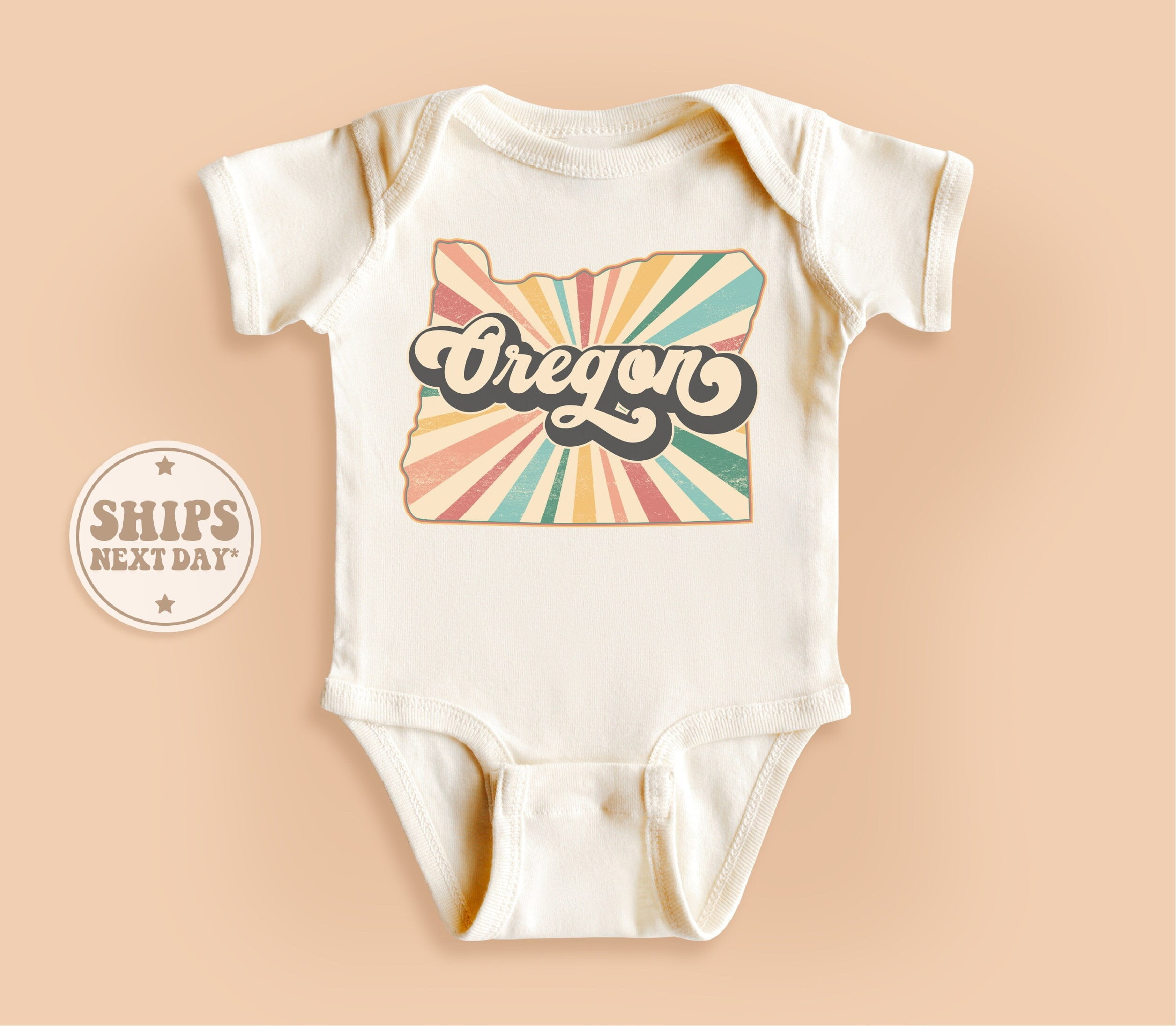 Oregon State Onesie, Retro Natural Kids Gift, Oregon Baby Bodysuit ...
