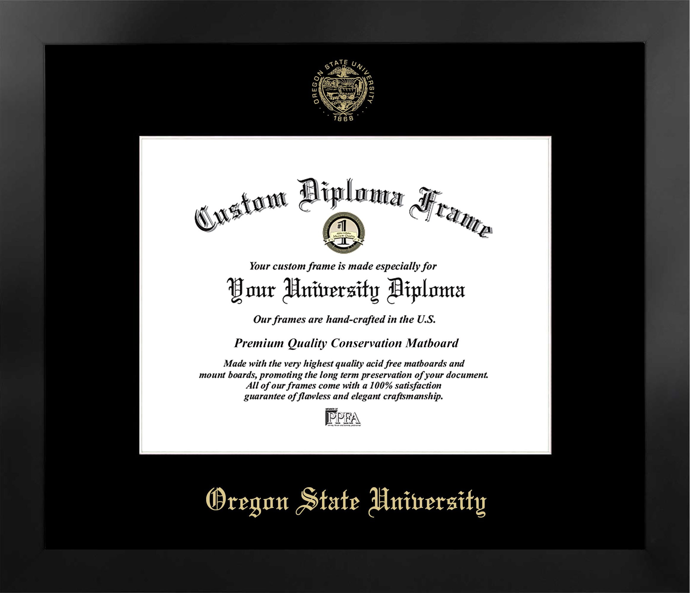 Oregon State University 11w x 8.5h Manhattan Black Single Mat Gold ...