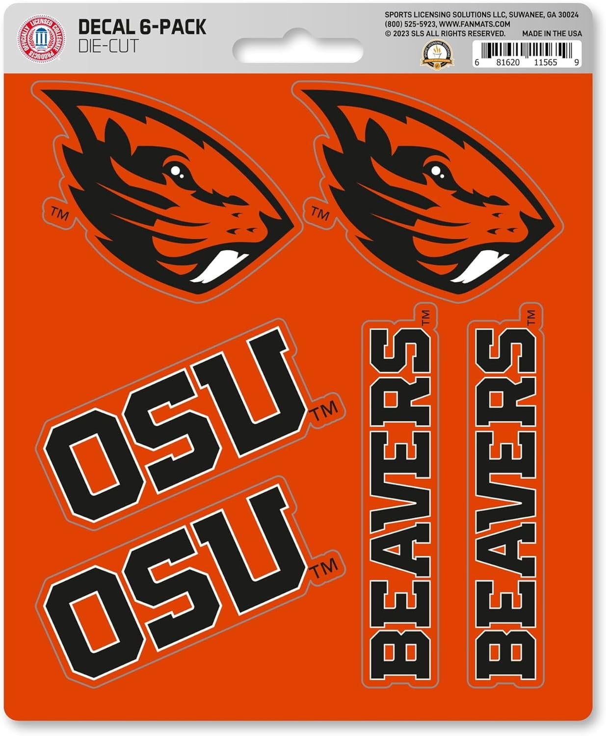 Oregon State University Beavers 6-Piece Decal Sticker Set, 5x6 Inch ...