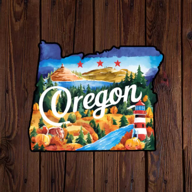 Oregon Sticker American Flag State Outline Novelty Laptop Car Sticker ...