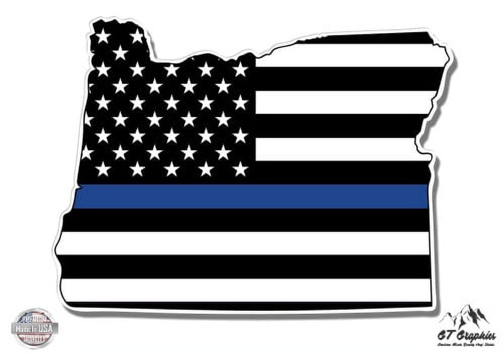 Oregon Support Police Thin Blue Line Flag - 8" Vinyl Sticker - For Car ...