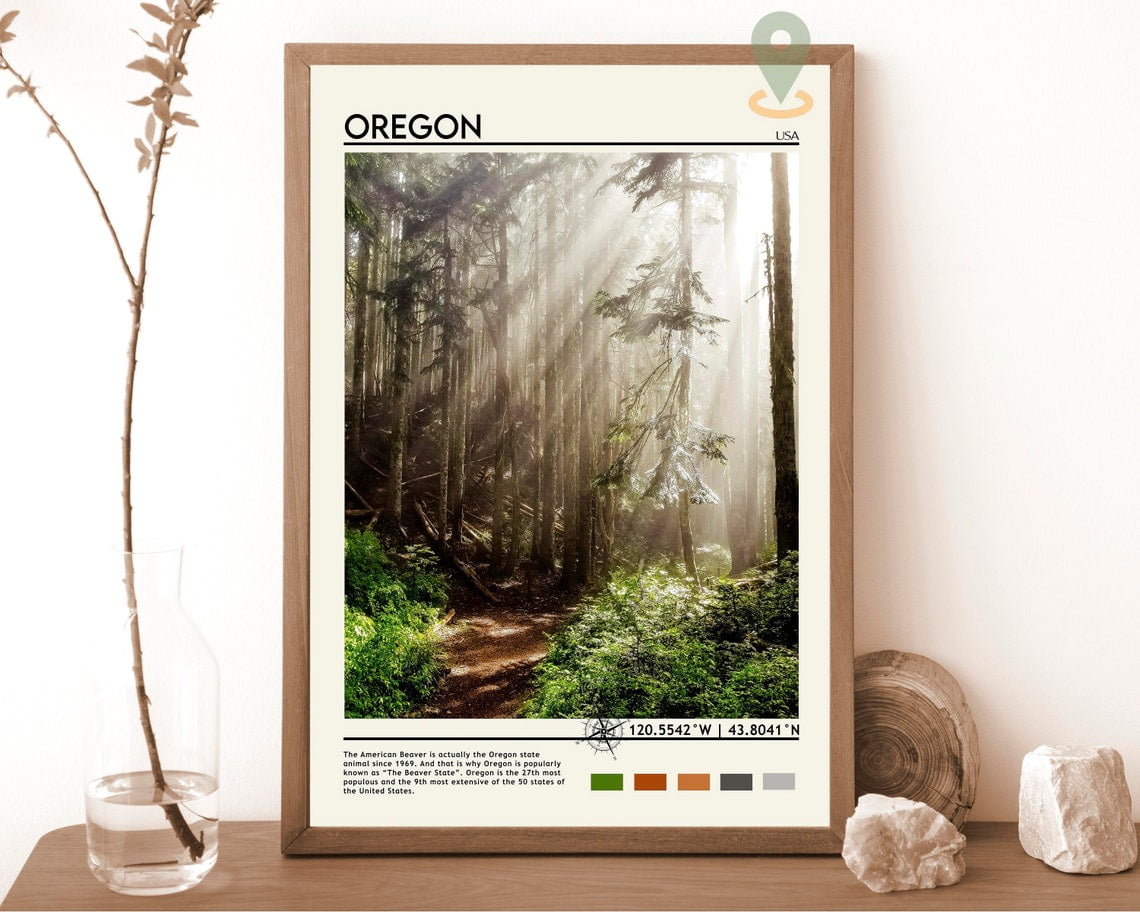 Oregon Travel Poster, Oregon Print, Oregon Wall Art, Oregon Vintage ...