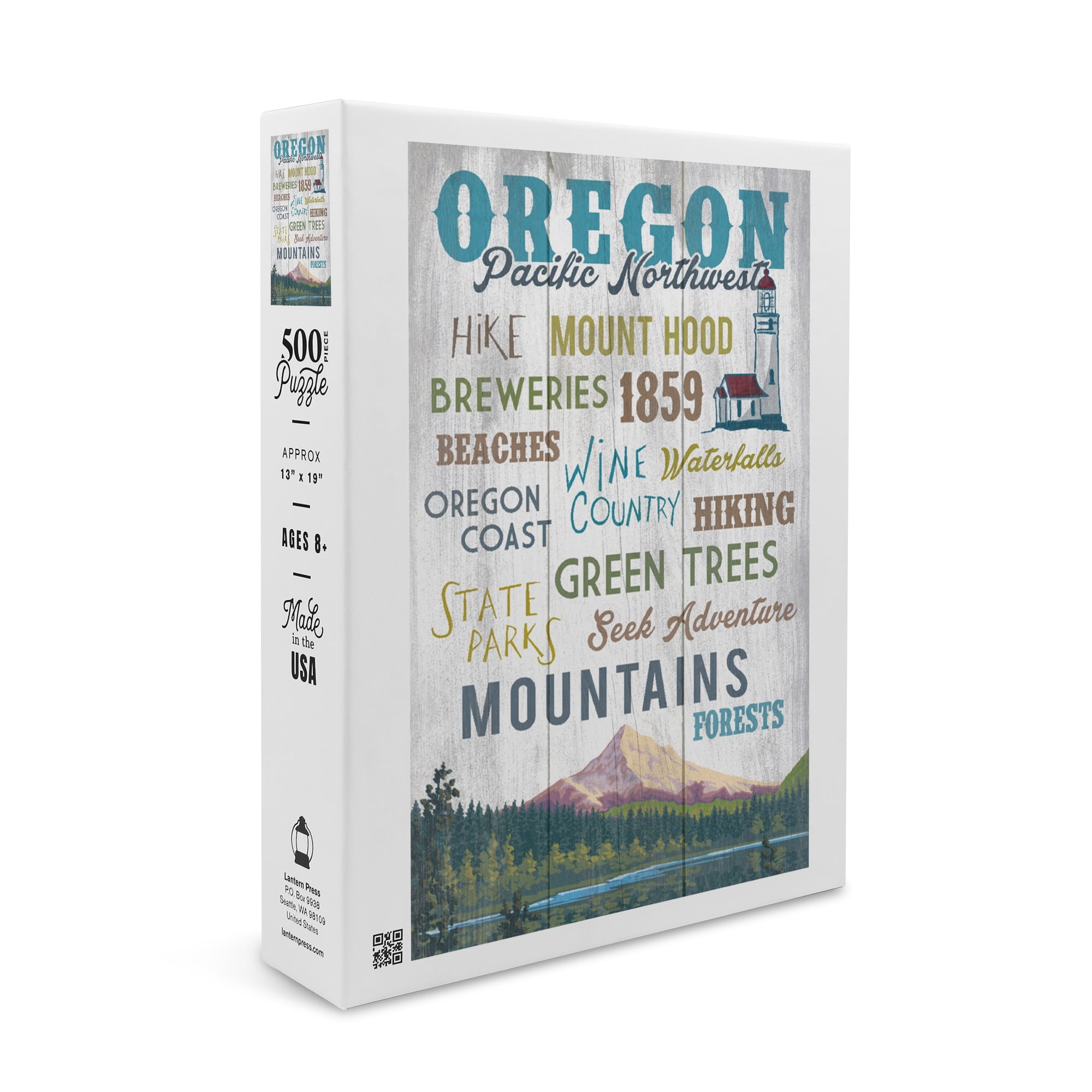 Oregon, Typography and Mount Hood (19x27 inches, Premium 500 Piece ...