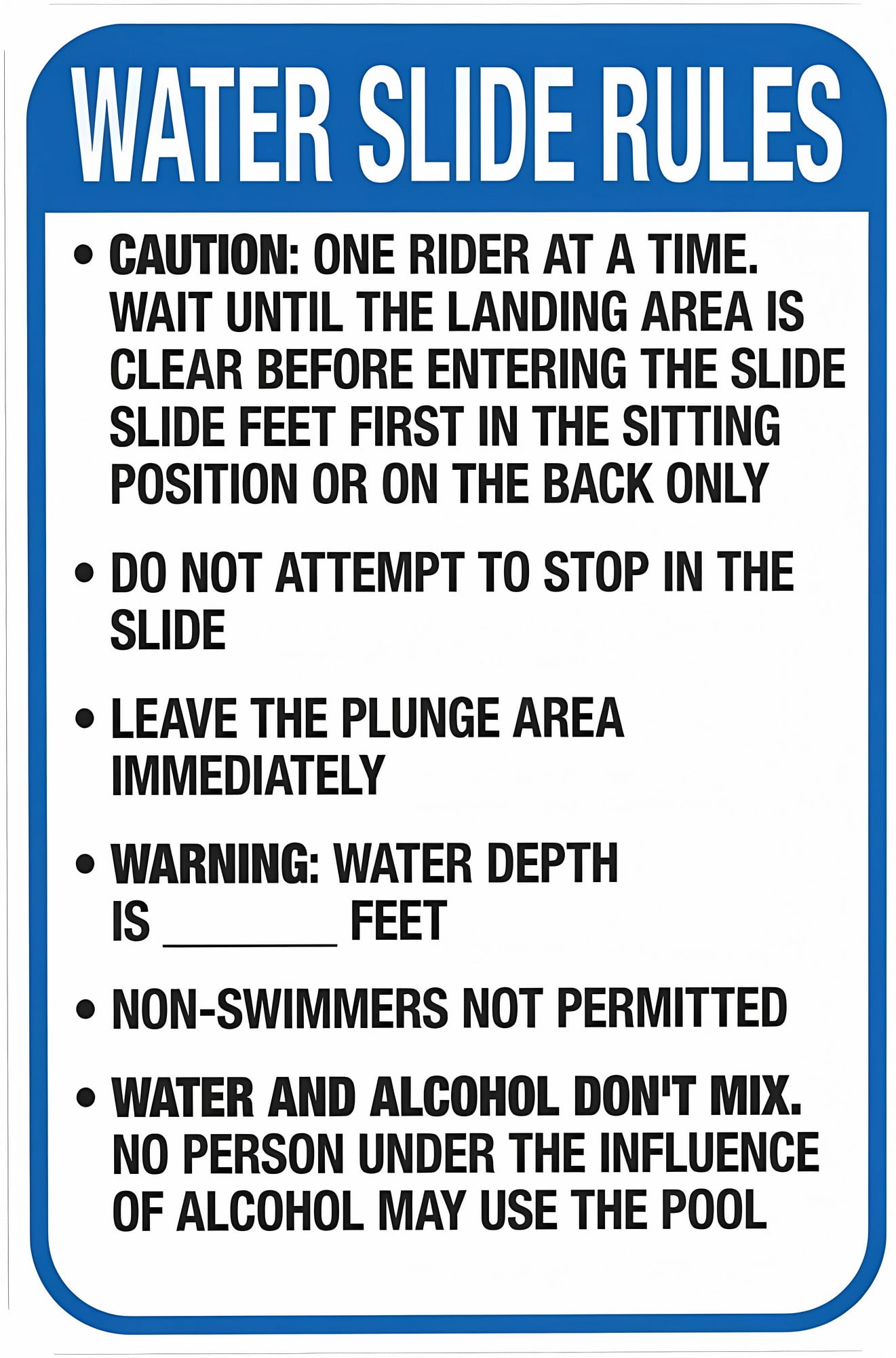 Oregon Water Slide Rules Sign - 8"x12", Complies With State Pool Code ...