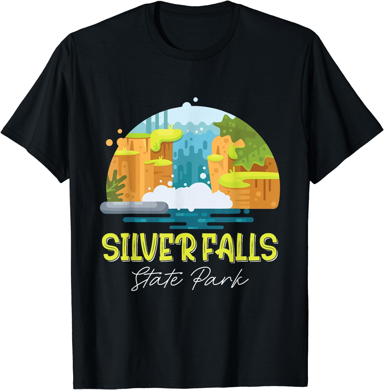 Oregon Waterfalls Silver Falls State Park Souvenir T-Shirt Black ...