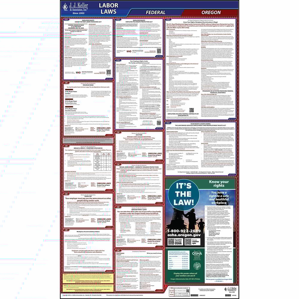 Oregon and Federal Labor Law Poster (English, OR State) - OSHA ...