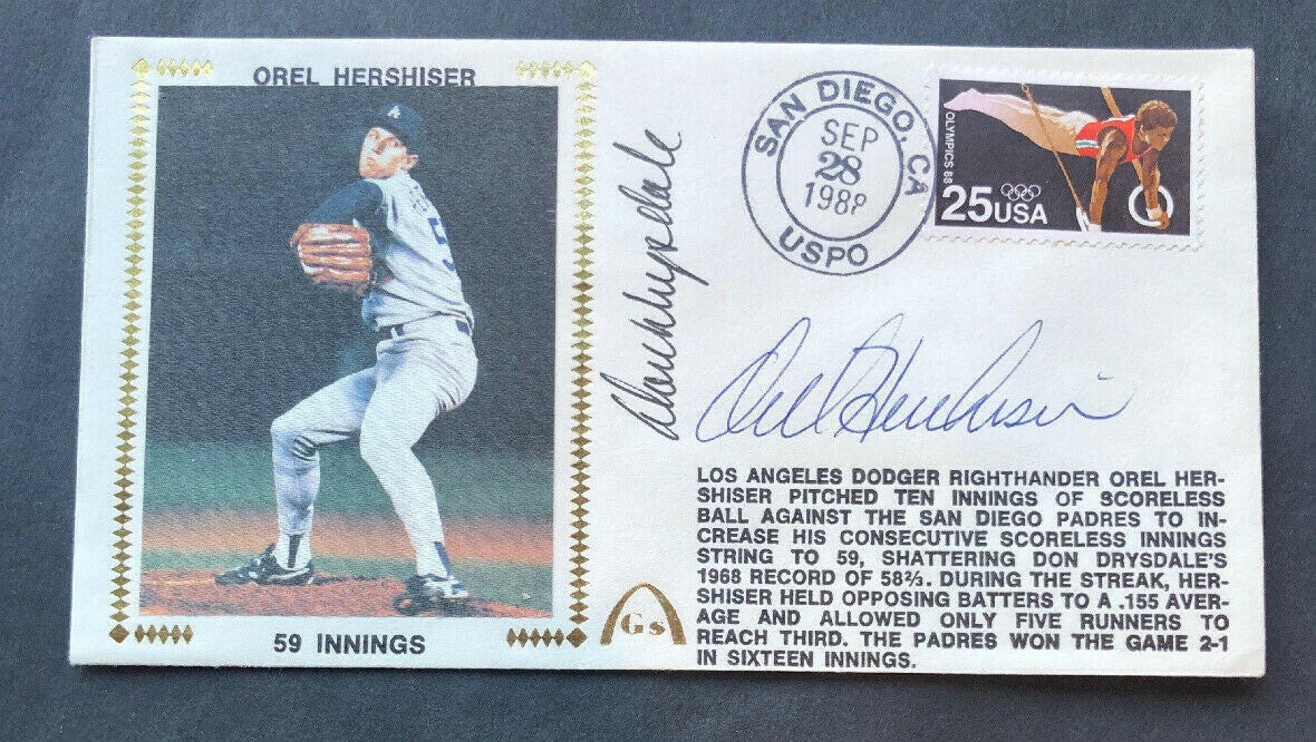 Orel Hershiser and Don Drysdale autographed Los Angeles Dodgers 59 ...