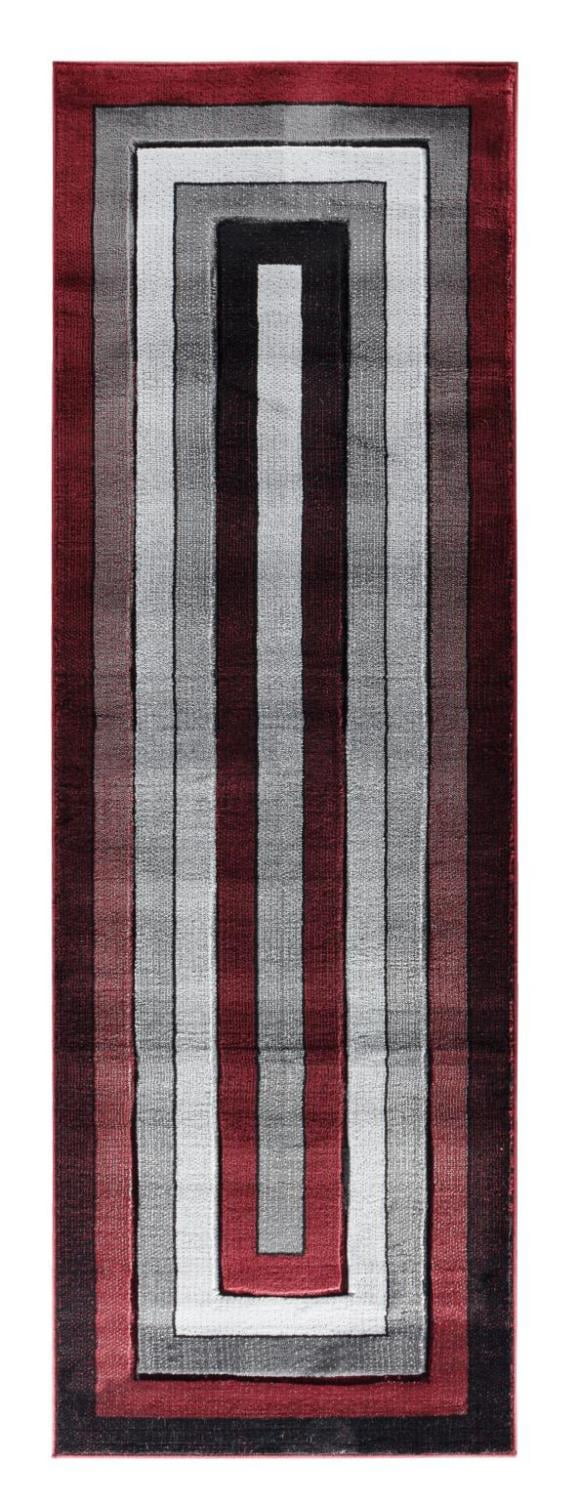 Orelsi Collection Burgundy And Gray 2'7" X 12' Runner Rugs OR60212 ...