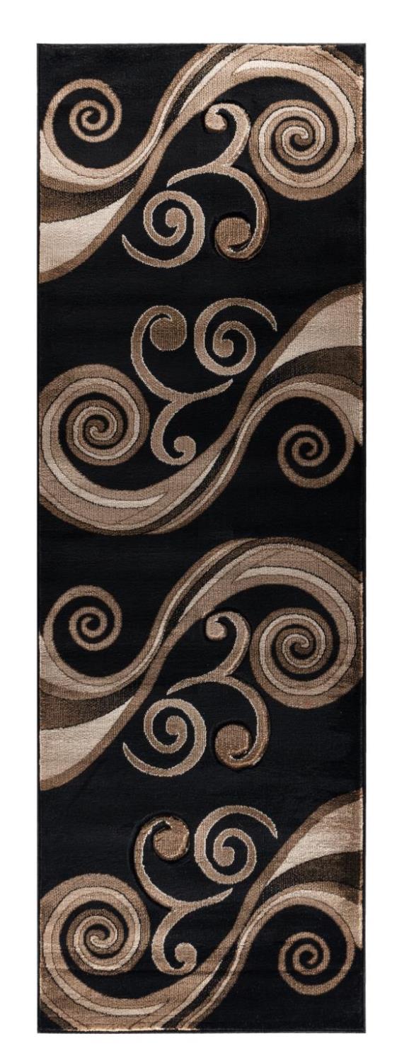 Orelsi Collection Polypropylene Black And Brown 2'7" X 12' Runner Rugs ...