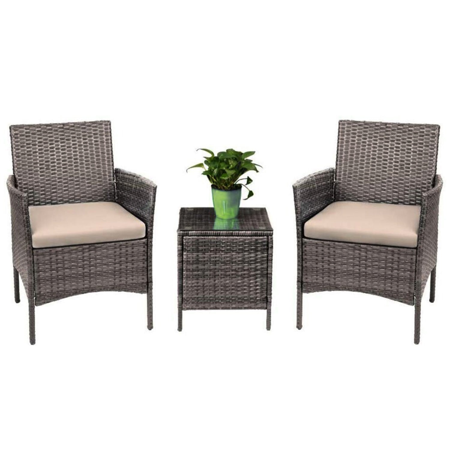 Oren 3 Piece Stylish Design Porch Rattan Furniture Set – 2 Sturdy ...