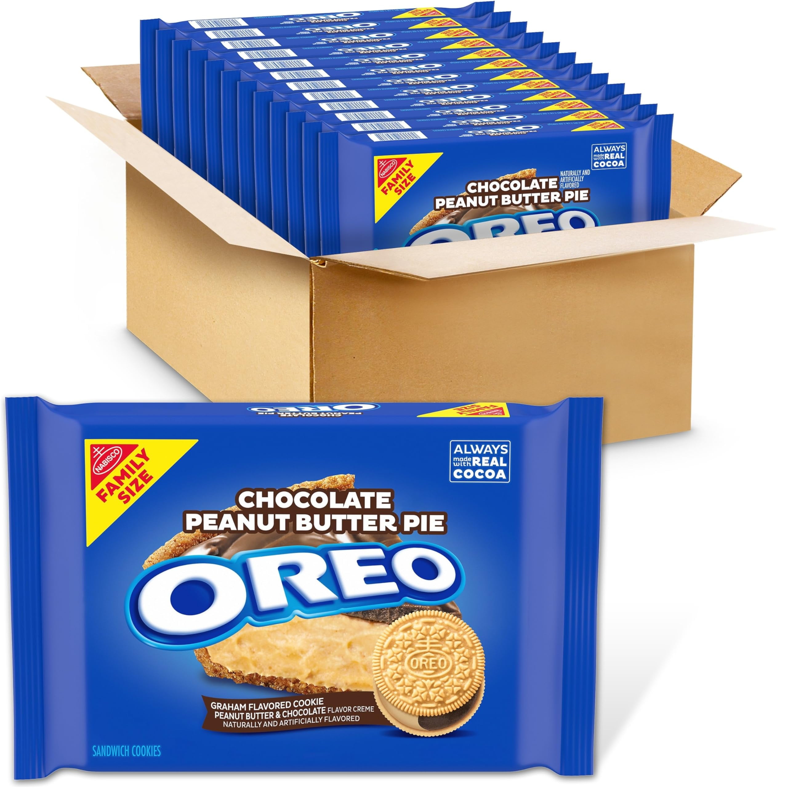Oreo Chocolate Peanut Butter Pie Sandwich Cookies, Family Size, 12 - 17 ...