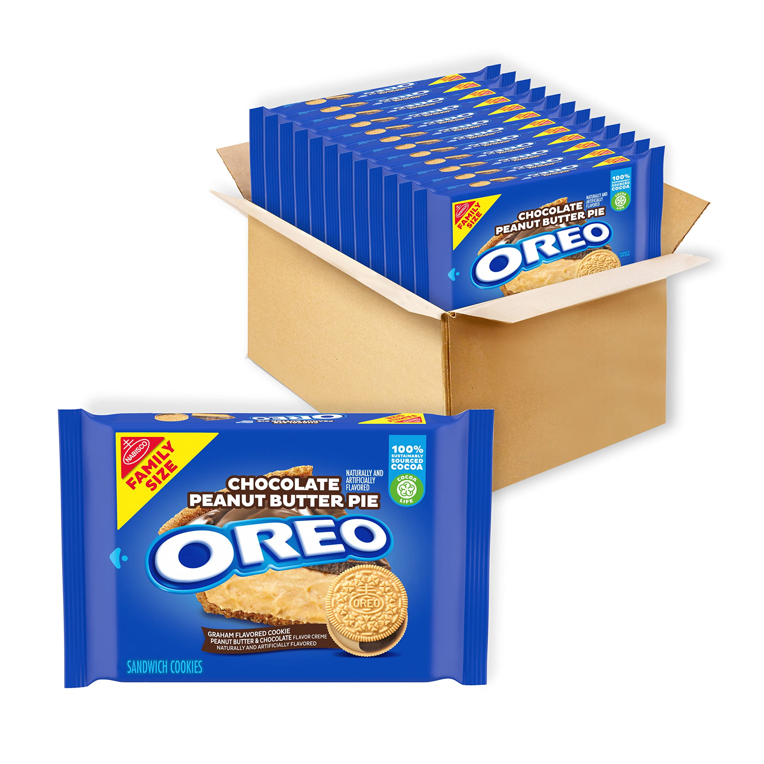 OREO Chocolate Peanut Butter YPF5 Pie Sandwich Cookies, Family Size, 12 ...