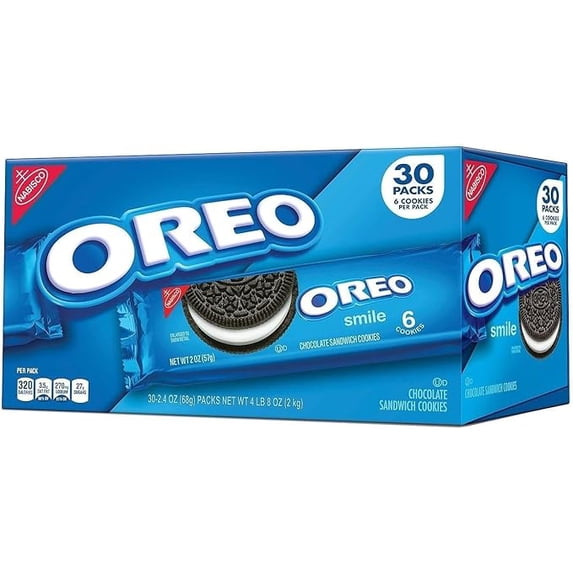 Oreo Chocolate Sandwich Cookies, 30 Count Box, 2 oz Snack Packs ...