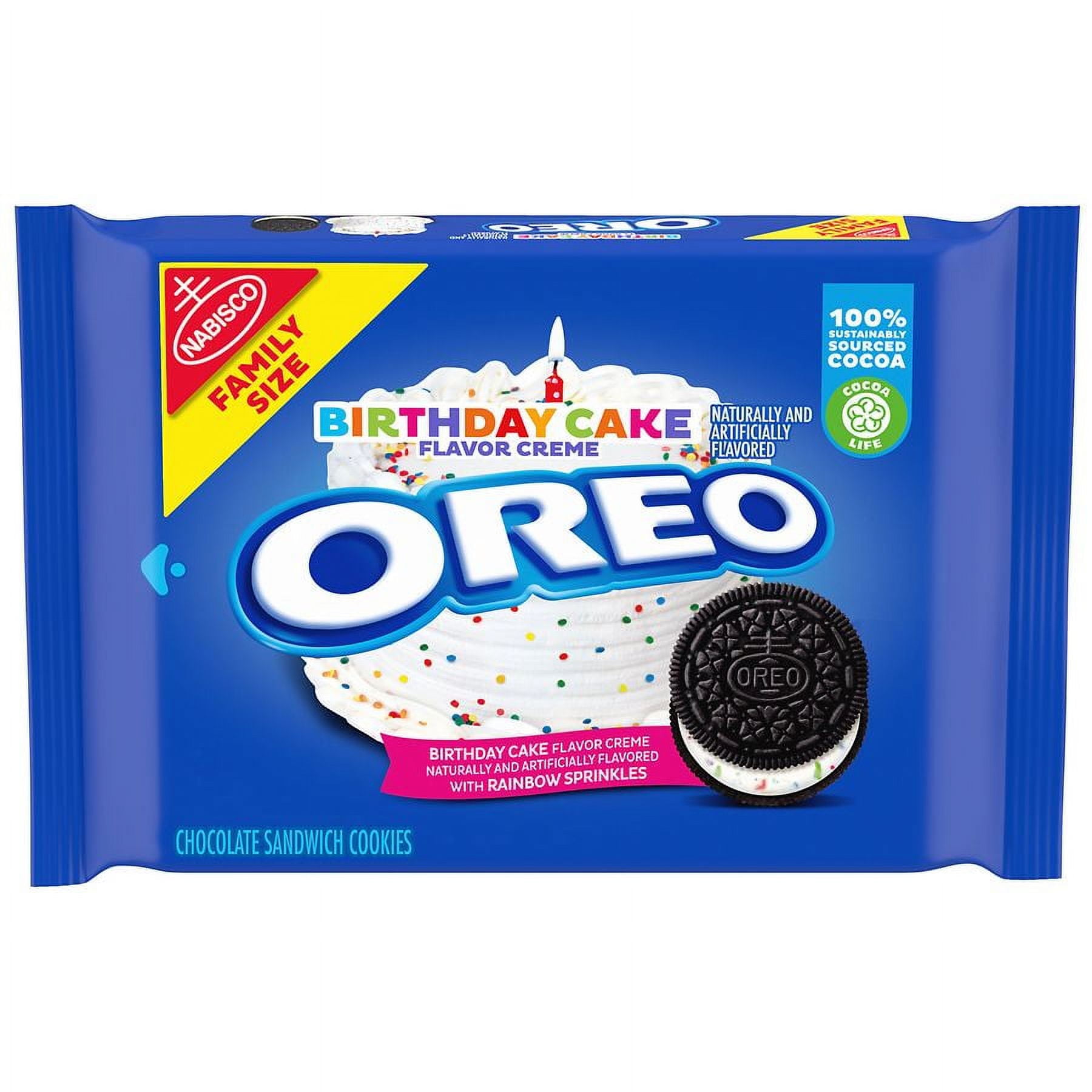 Oreo Chocolate Sandwich Cookies Birthday Cake Flavor Creme, Family Size ...
