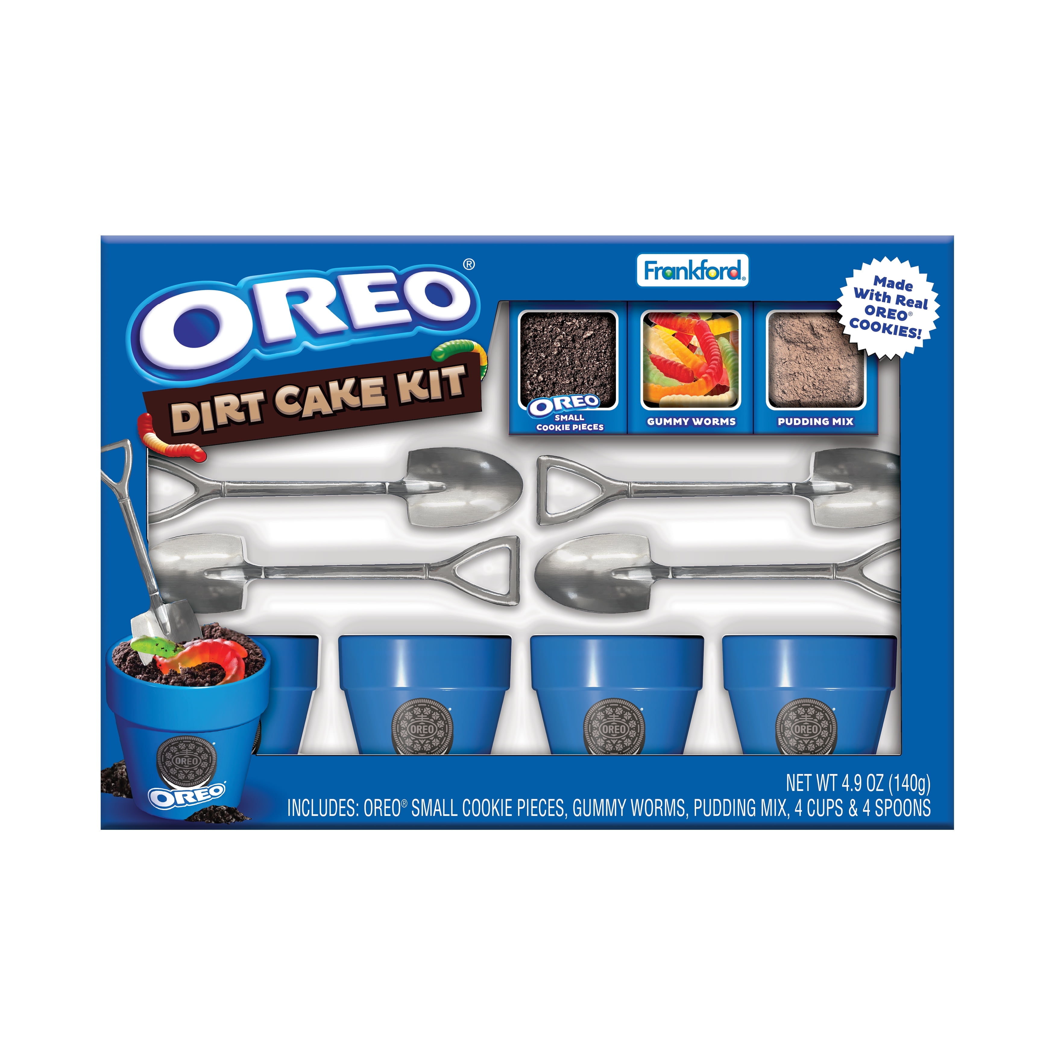 Frankford, Oreo Dirt Cake Kit, 4.9 oz, Gummy Worms & Reusable Cups ...